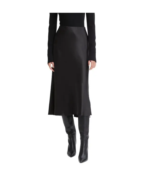 Vince Satin-finish Draped Midi Skirt