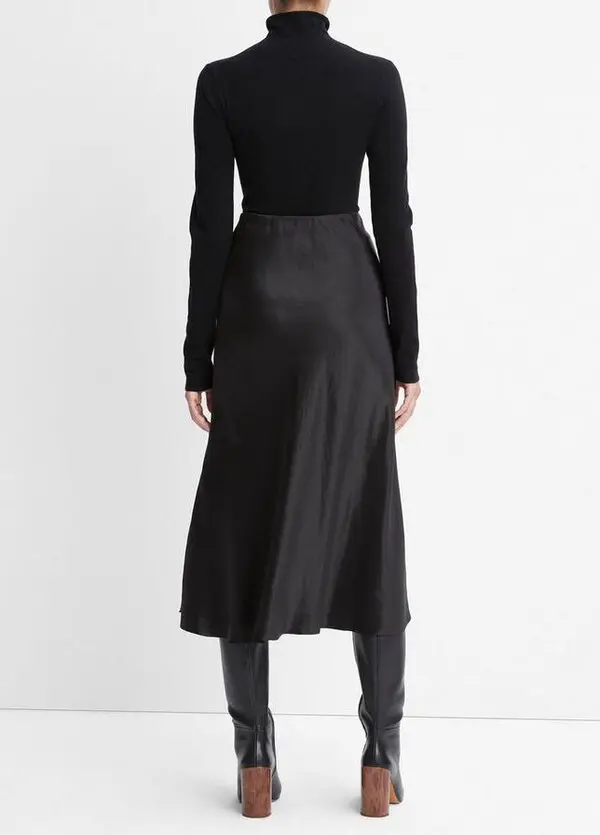 Vince Satin-finish Draped Midi Skirt