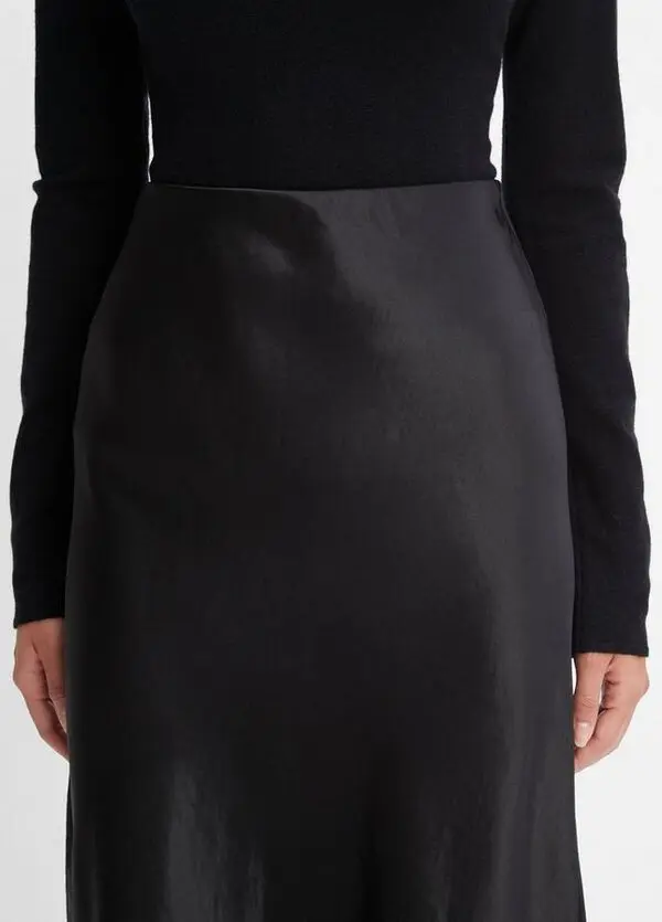 Vince Satin-finish Draped Midi Skirt
