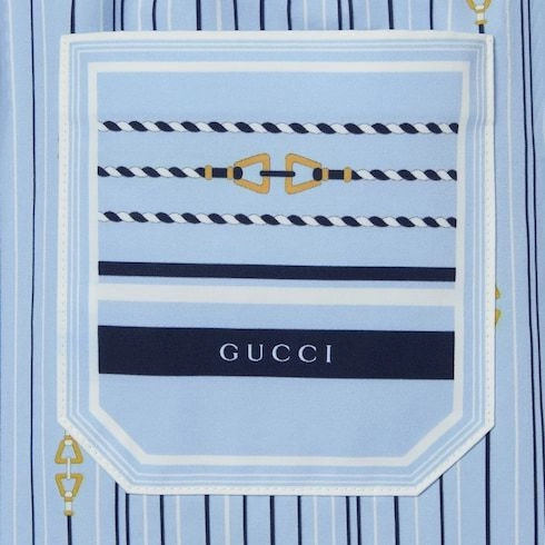 Gucci Printed Cotton Poplin Pants - Light Blue