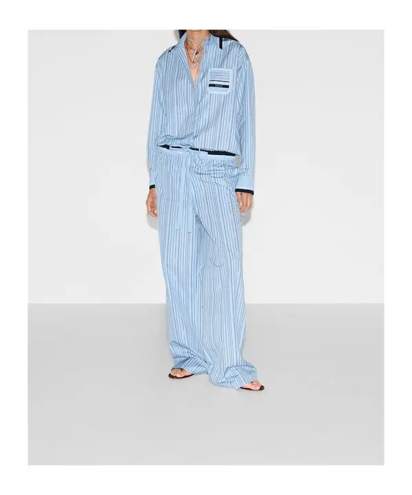 Gucci Printed Cotton Poplin Pants - Light Blue