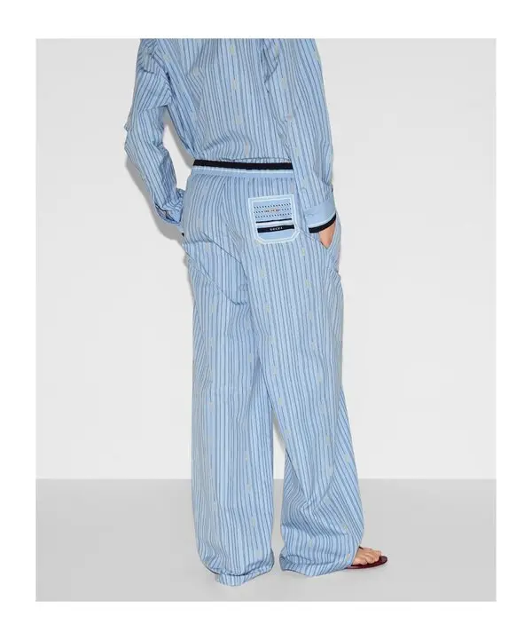 Gucci Printed Cotton Poplin Pants - Light Blue