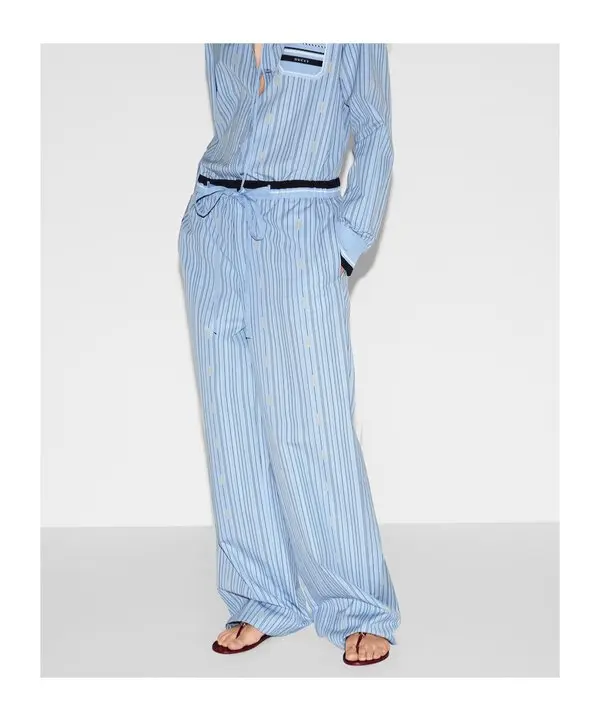 Gucci Printed Cotton Poplin Pants - Light Blue