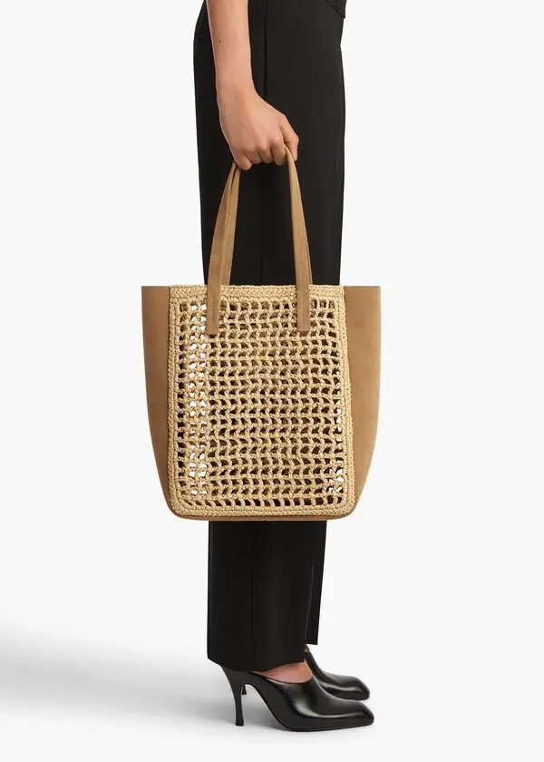 Khaite Small Zoe Woven-panel Tote Bag