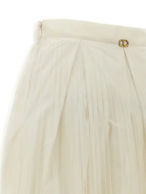 TWINSET Pleated Tulle Maxi Skirt
