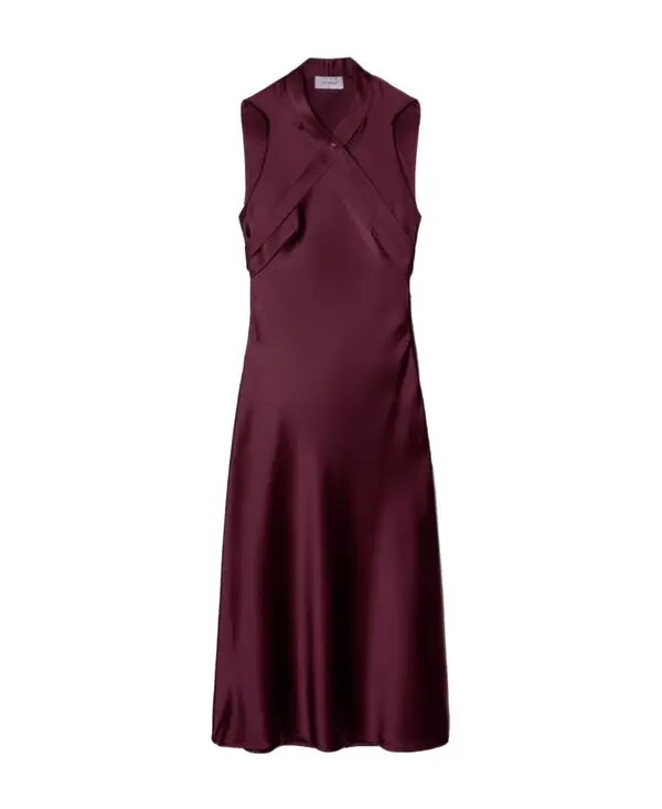 Off-White Buckle-detail Satin Midi Dress - Red