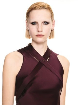Off-White Satin Midi Dress With Cross Detailing And Open Back