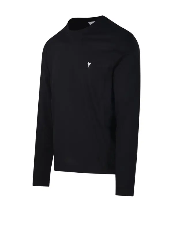 AMI Paris De Coeur Long-sleeved Crewneck T-shirt - Black