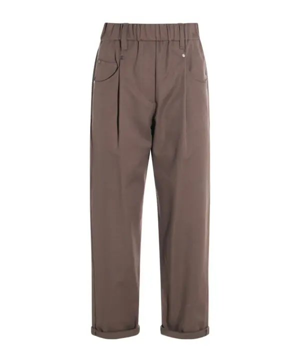 Brunello Cucinelli Cropped Elasticated Waistband Pants - No