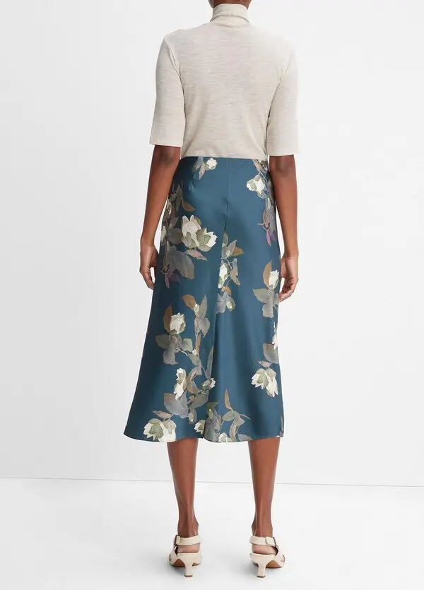 Vince Floral Print High-waisted Midi Skirt