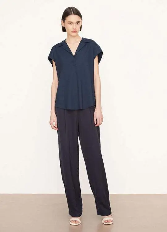 Vince Cap-sleeve Polo Shirt