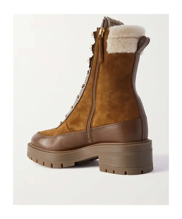 AQUAZZURA Lace-up Ankle Boots - Ecru/chestnut