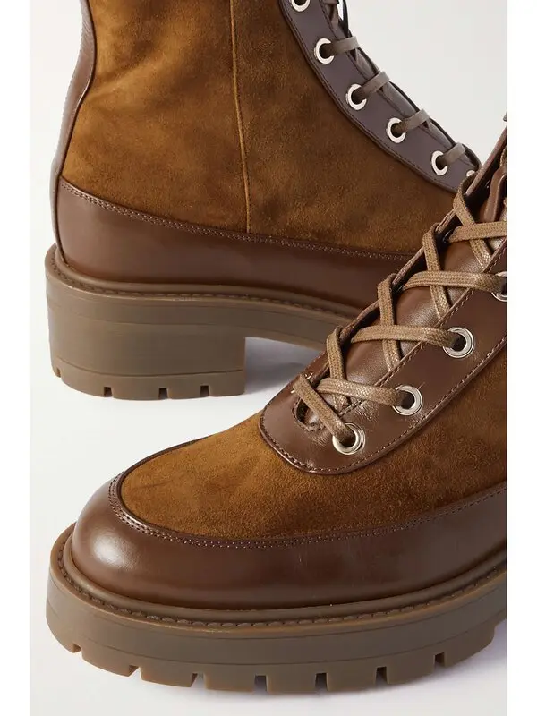 AQUAZZURA Lace-up Ankle Boots - Ecru/chestnut