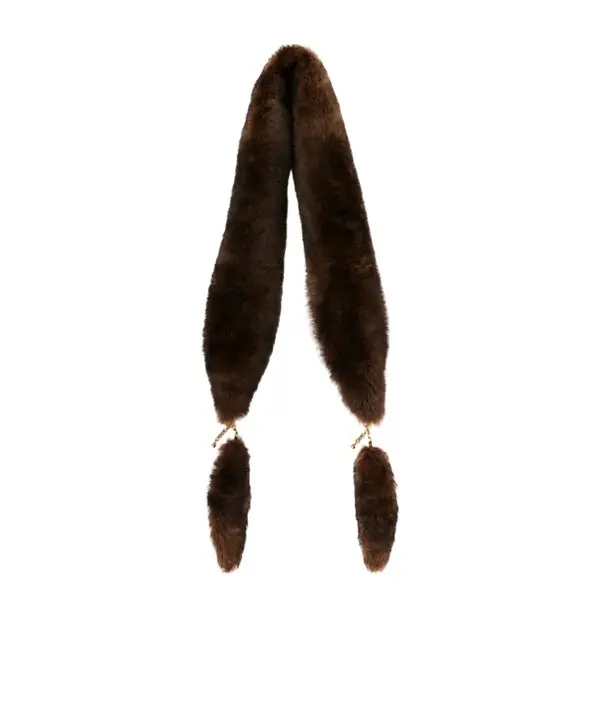 Chloé Lamb-fur Chain-embellished Scarf - Brown