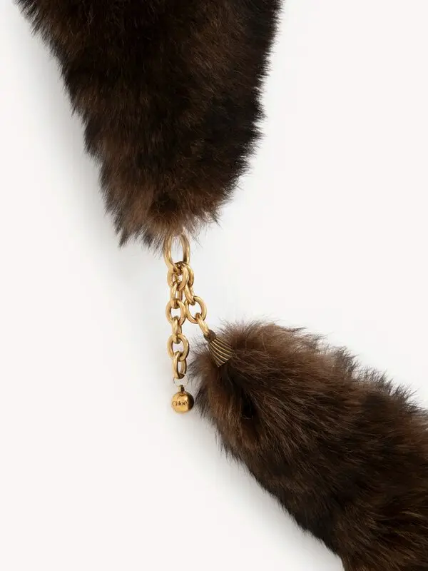Chloé Lamb-fur Chain-embellished Scarf