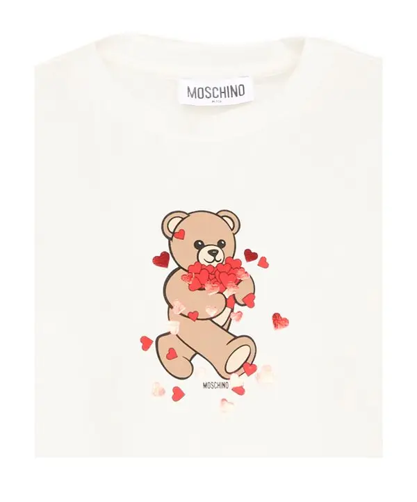 Moschino Teddy Bear Heart Print Cotton T-shirt - White