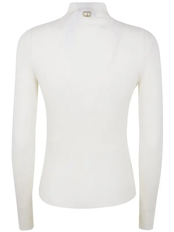 TWINSET Long Sleeved High-neck Ribbed Jumper