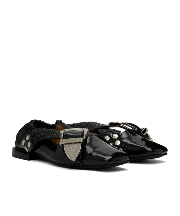 Toga Buckle Ballet Flats - Black