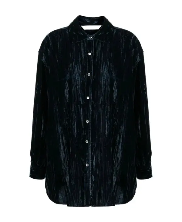 Palm Angels Velvet Crinkled Shirt - Black