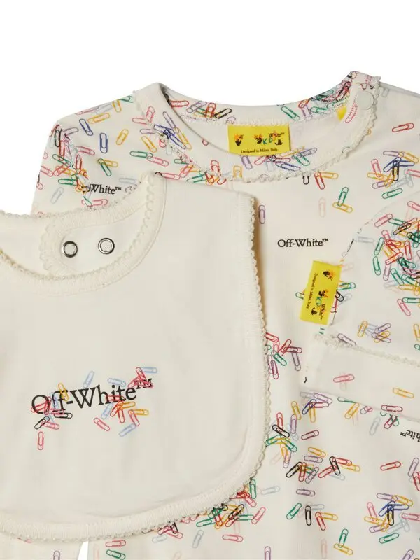 Off-White Paper Clip Print Baby Set