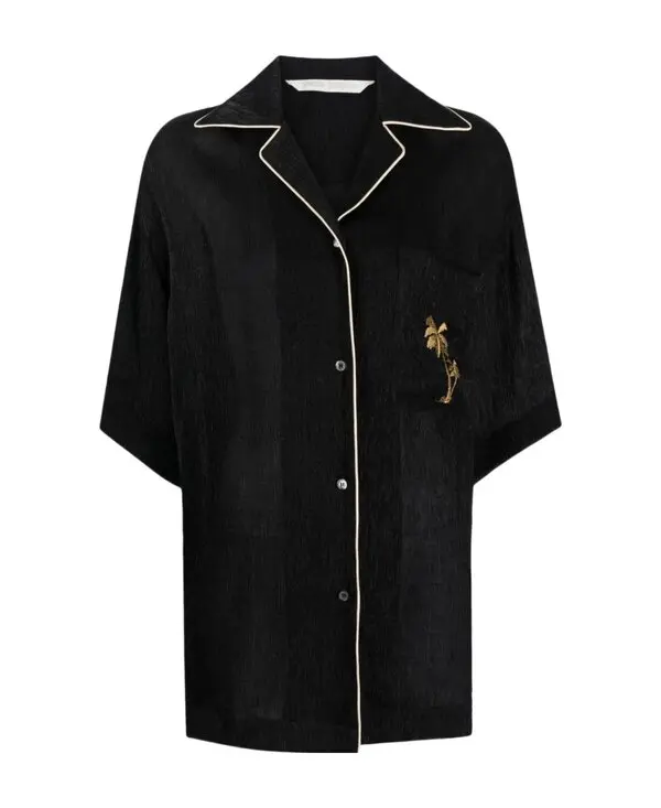 Palm Angels Soireé Logo-embroidered Button-up Shirt - Black