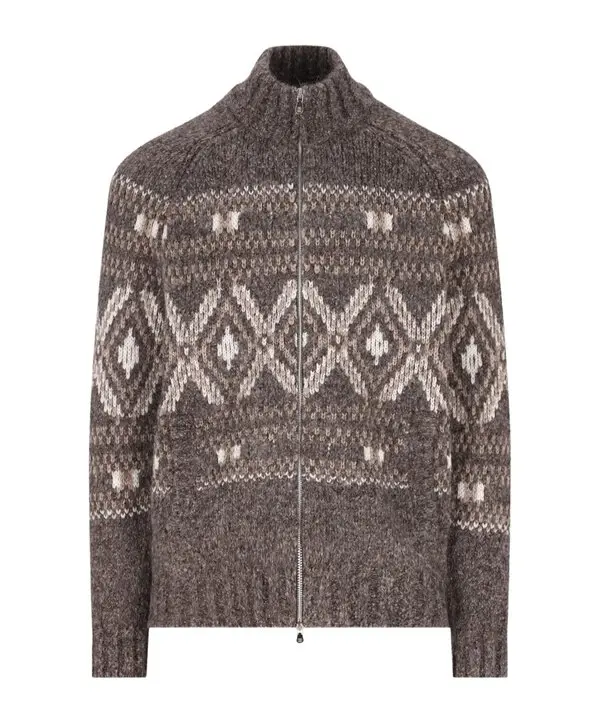 Brunello Cucinelli Fairisle-pattern Cardigan - Black