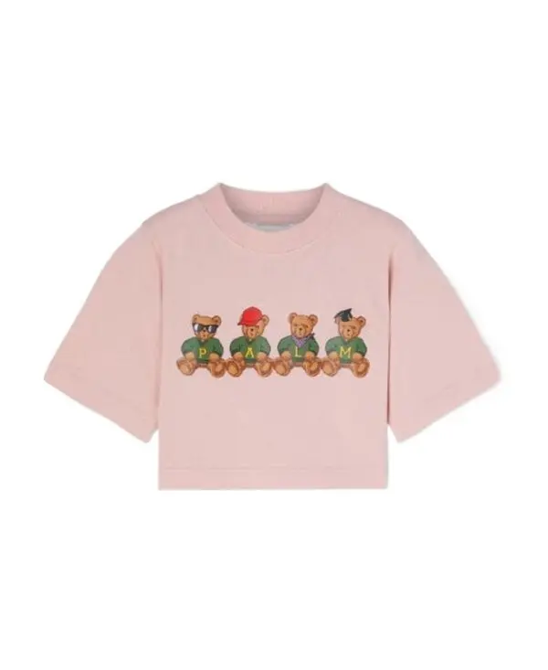 Palm Angels College Bears Cropped T-shirt - Pink