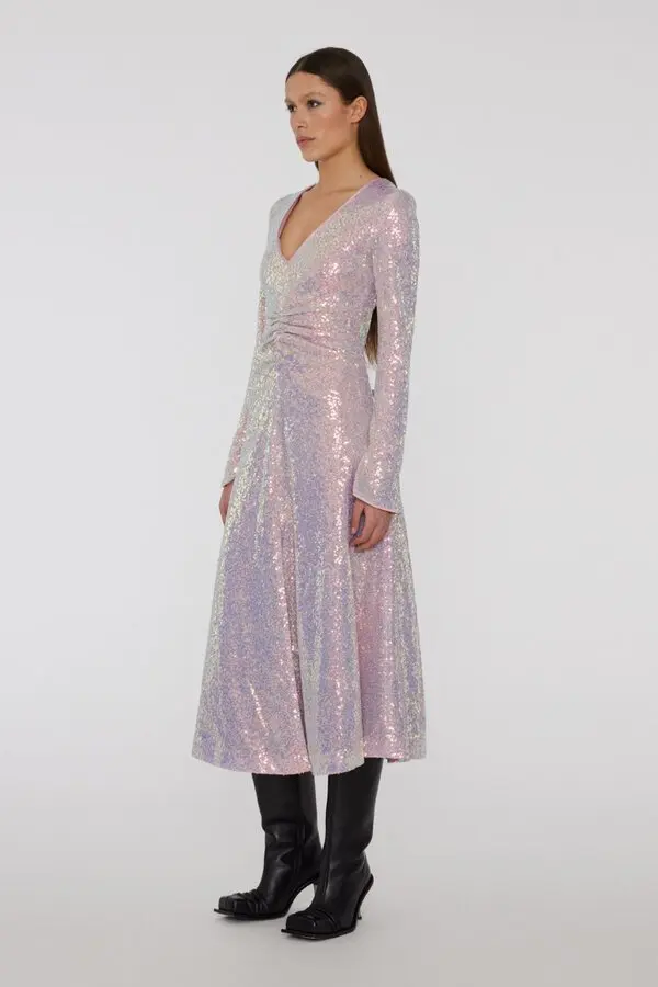 ROTATE BY BIRGER CHRISTENSEN V-neck Long-sleeved Dress