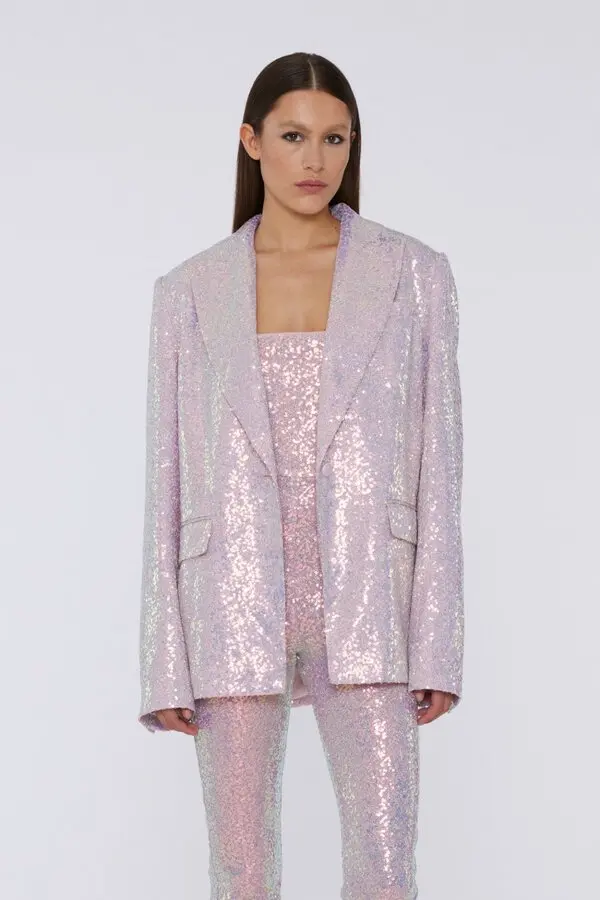 ROTATE BY BIRGER CHRISTENSEN Sequin-embellished Single-breasted Blazer
