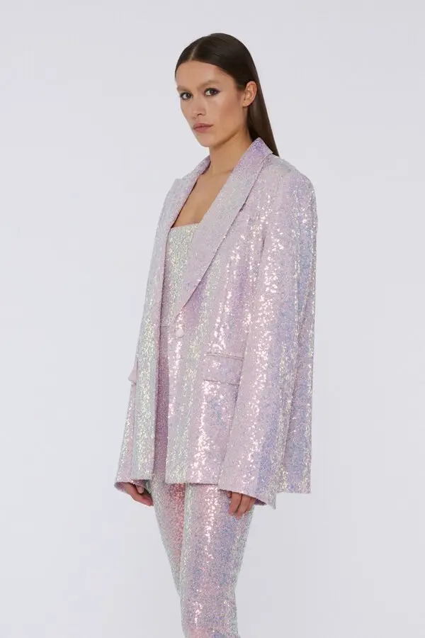 ROTATE BY BIRGER CHRISTENSEN Sequin-embellished Single-breasted Blazer