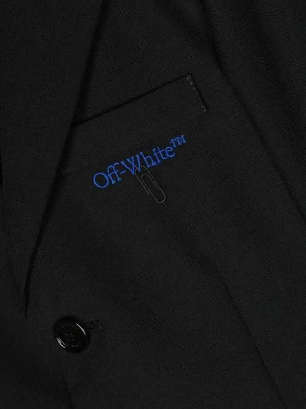 Off-White Single-breasted Logo-embroidered Blazer