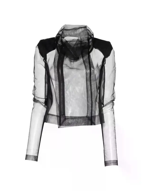 Rick Owens Sheer Asymmetric-zip Jacket - Black