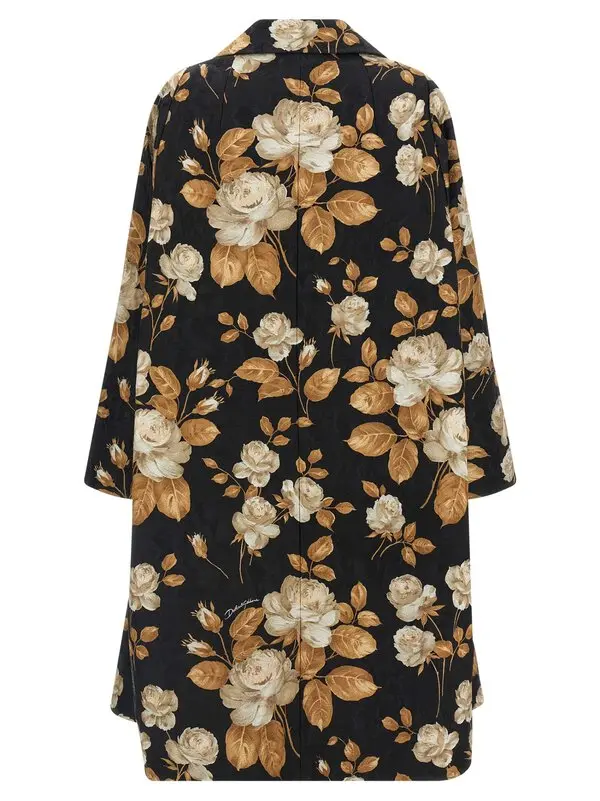 Dolce & Gabbana Rose Printed Long Sleeve Coat