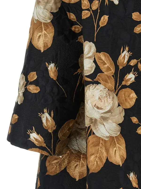 Dolce & Gabbana Rose Printed Long Sleeve Coat