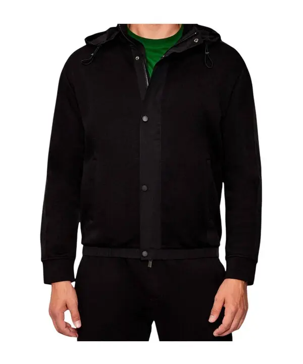 Armani Exchange Long Sleeve Hooded Sweatshirt With Snap Button Closure