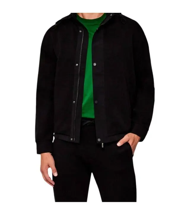 Armani Exchange Long Sleeve Hooded Sweatshirt With Snap Button Closure