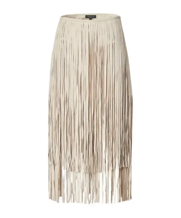 Rag & Bone Fringed Suede Skirt