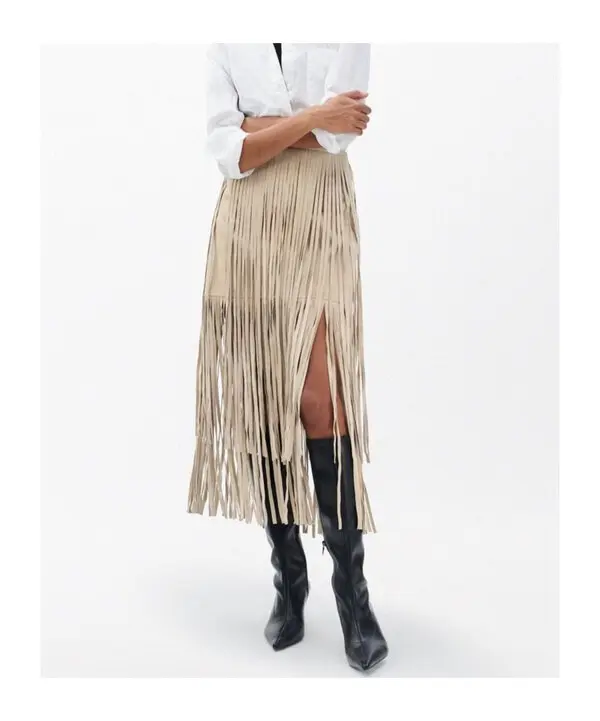 Rag & Bone Fringed Suede Skirt