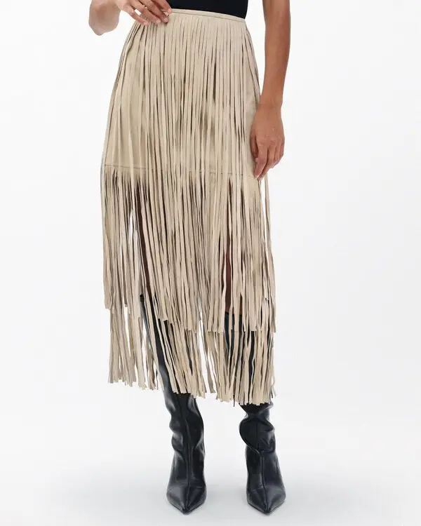 Rag & Bone Fringed Suede Skirt