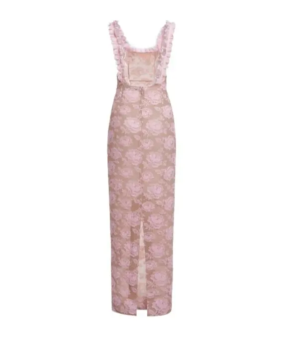 Alessandra Rich Ruffled Lace Evening Dress