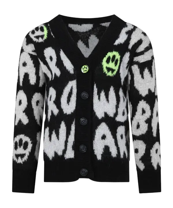 BARROW Logo-jacquard Brushed Cardigan