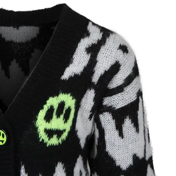 BARROW Logo-jacquard Brushed Cardigan