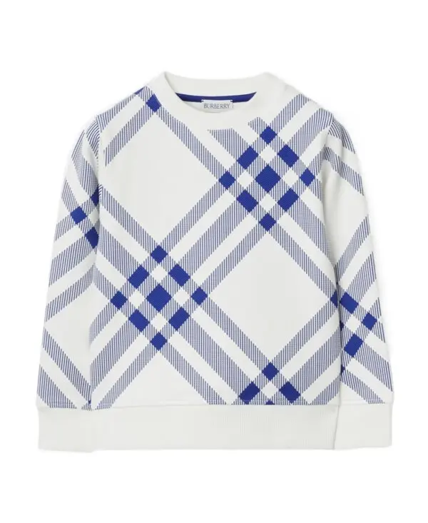 Burberry Checked Crewneck Sweatshirt - White