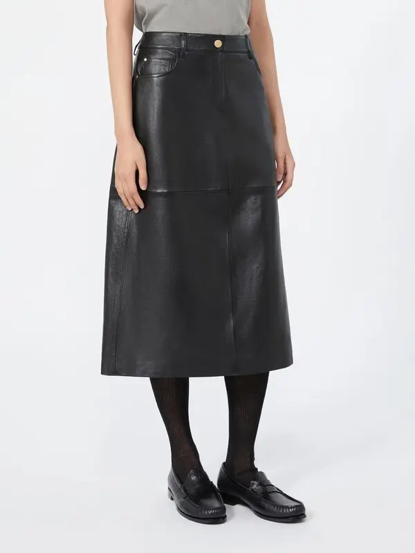 Max Mara Leather Panelled Skirt