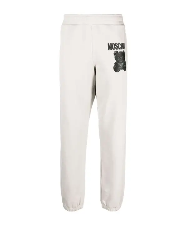 Moschino Teddy Bear-print Organic-cotton Track Pants - White
