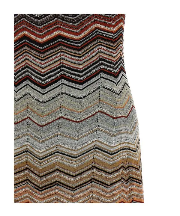 Missoni Chevron Pattern Long One-shoulder Dress