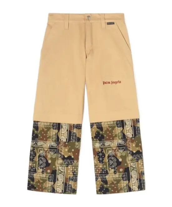Palm Angels Paneled Cotton Trousers With Paisley Print