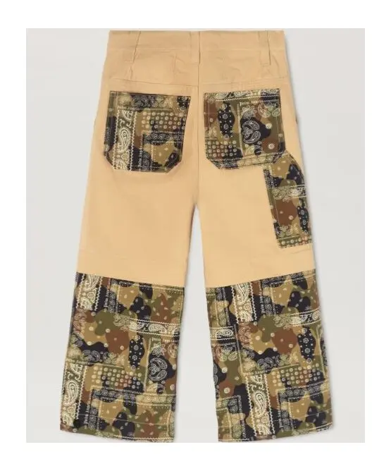 Palm Angels Paneled Cotton Trousers With Paisley Print