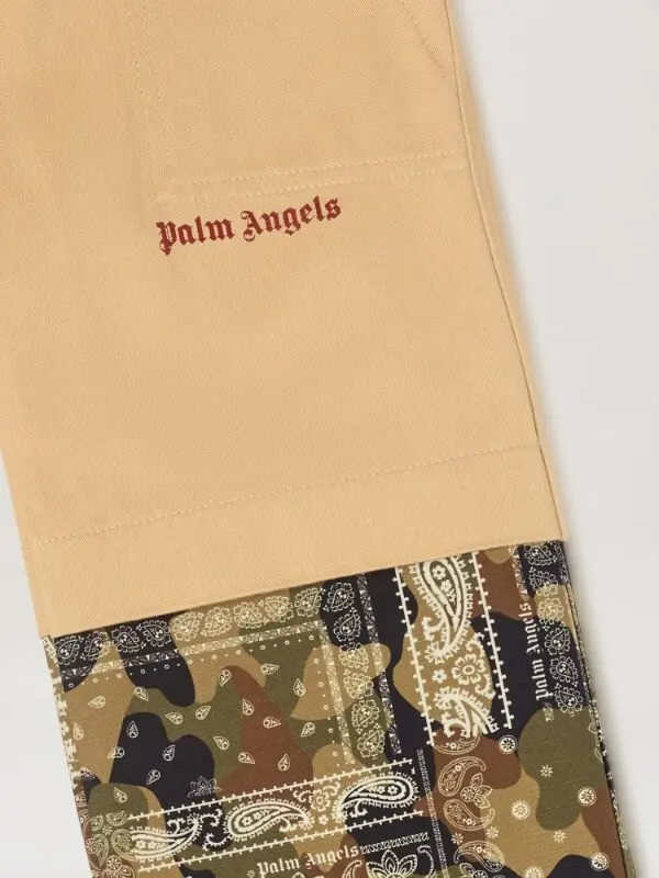 Palm Angels Paneled Cotton Trousers With Paisley Print