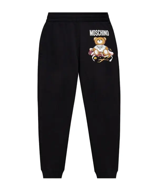 Moschino Teddy Bear-print Cotton Track Pants - Black